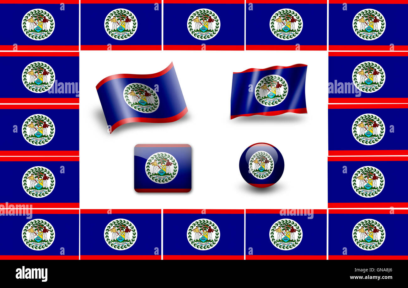 flag of Belize. icon set Stock Photo - Alamy