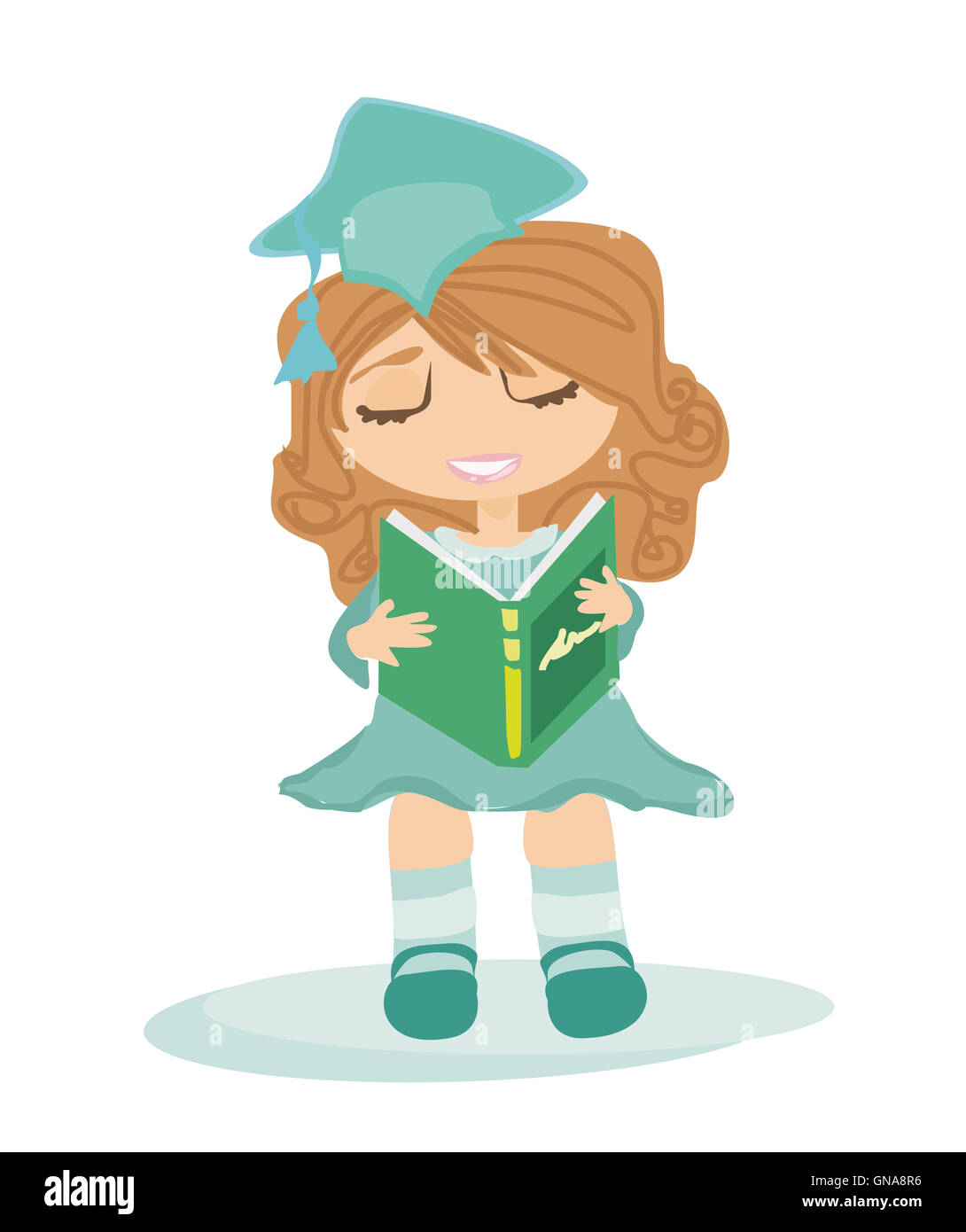 Illustration of a Kid Holding Her Diploma Stock Photo - Alamy