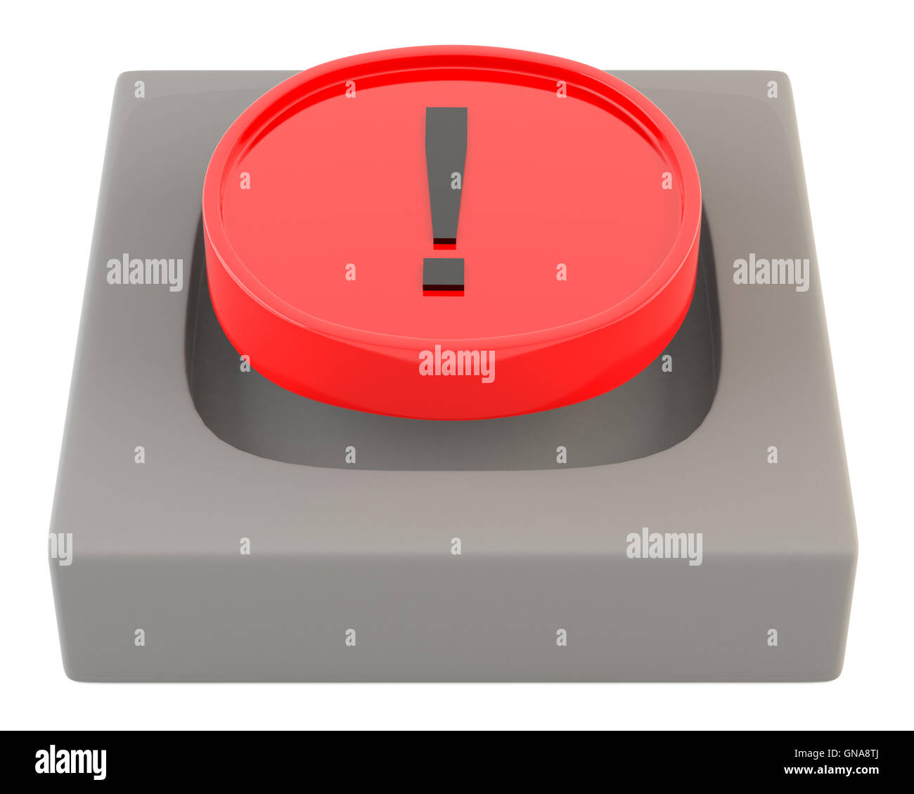 Red button with attention sign Stock Photo - Alamy