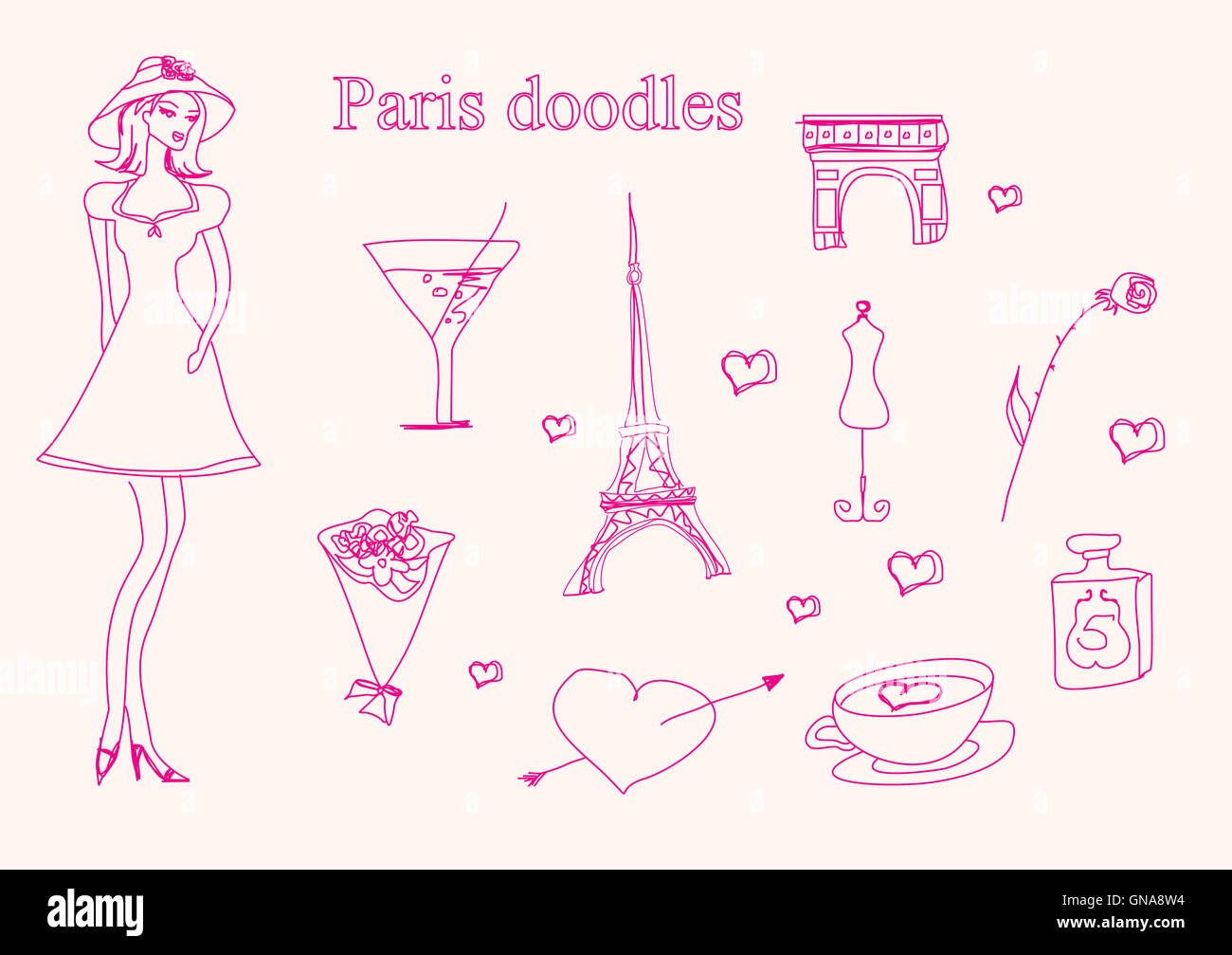 Paris doodles set Stock Photo - Alamy