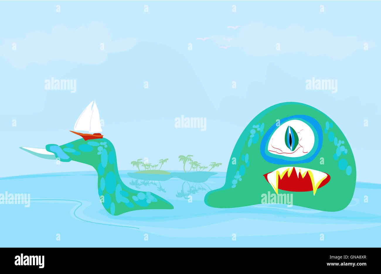 lake monster vector Stock Photo - Alamy