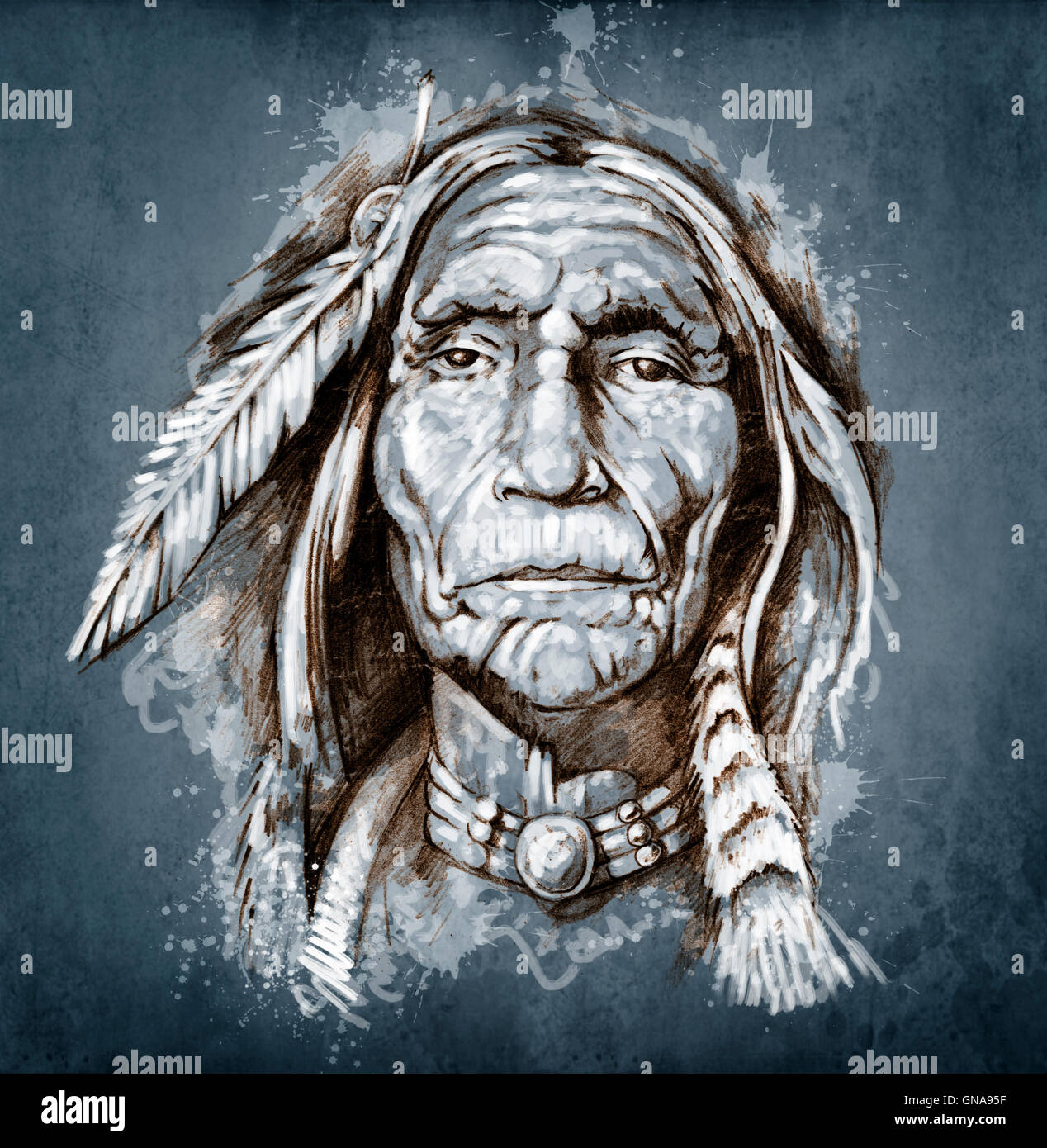 Art portrait american indian head hi-res stock photography and images ...
