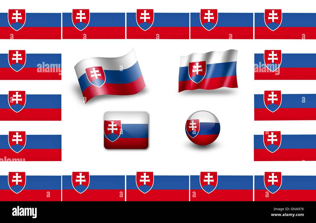 Flag of Slovakia. icon set. flags frame Stock Photo - Alamy