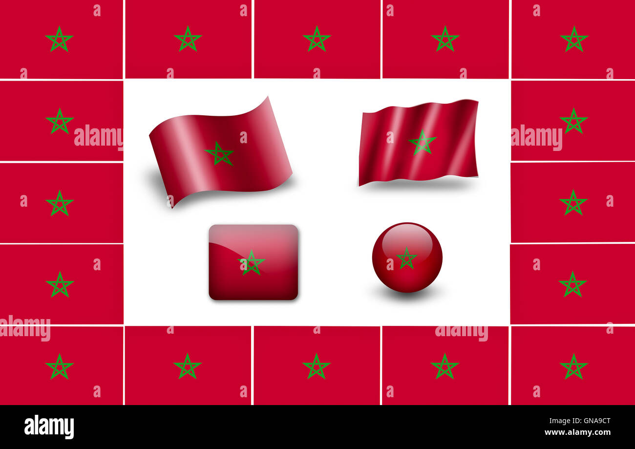 Flag of Morocco. icon set. flags frame Stock Photo - Alamy