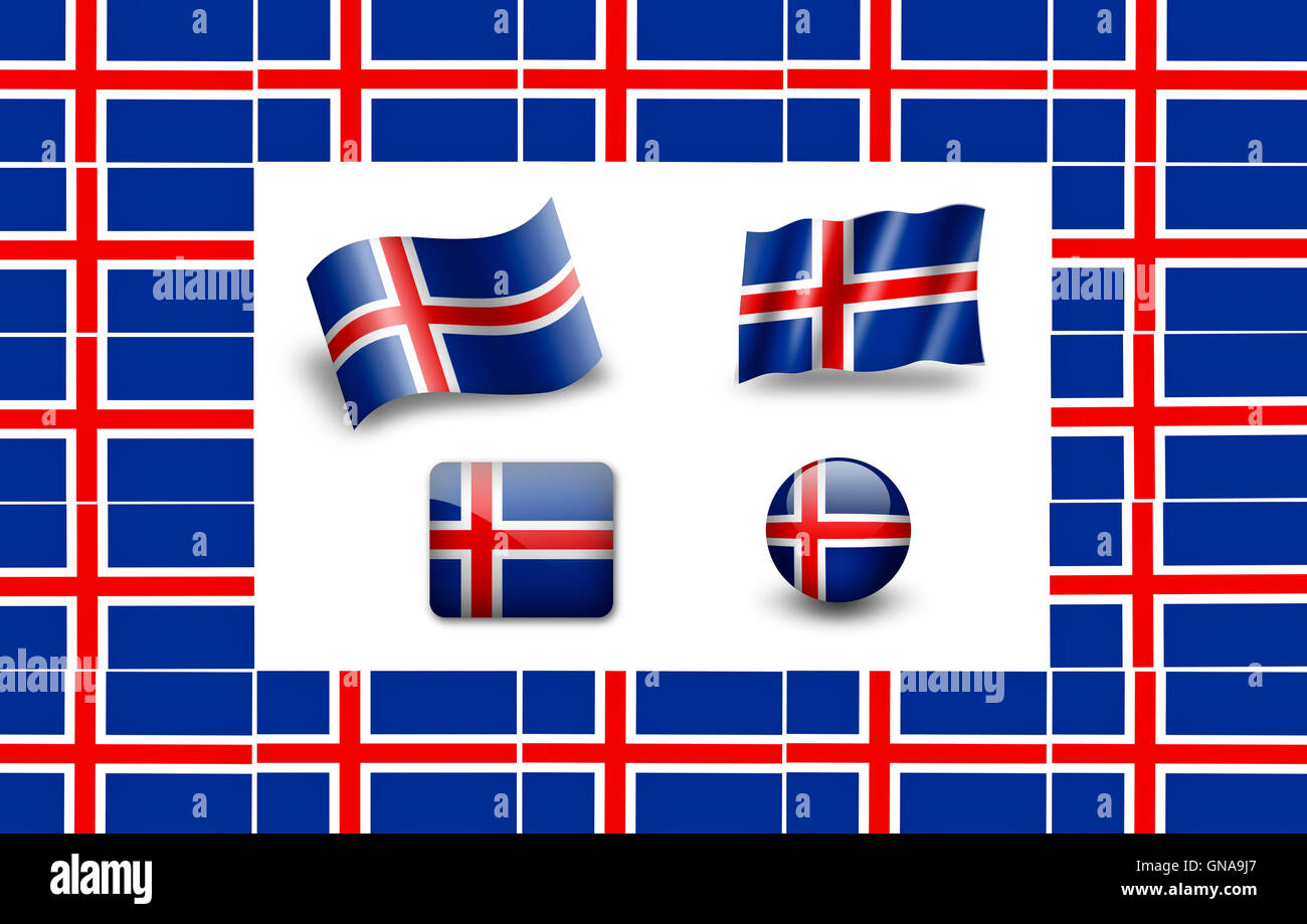 Iceland flag icon set Stock Photo - Alamy