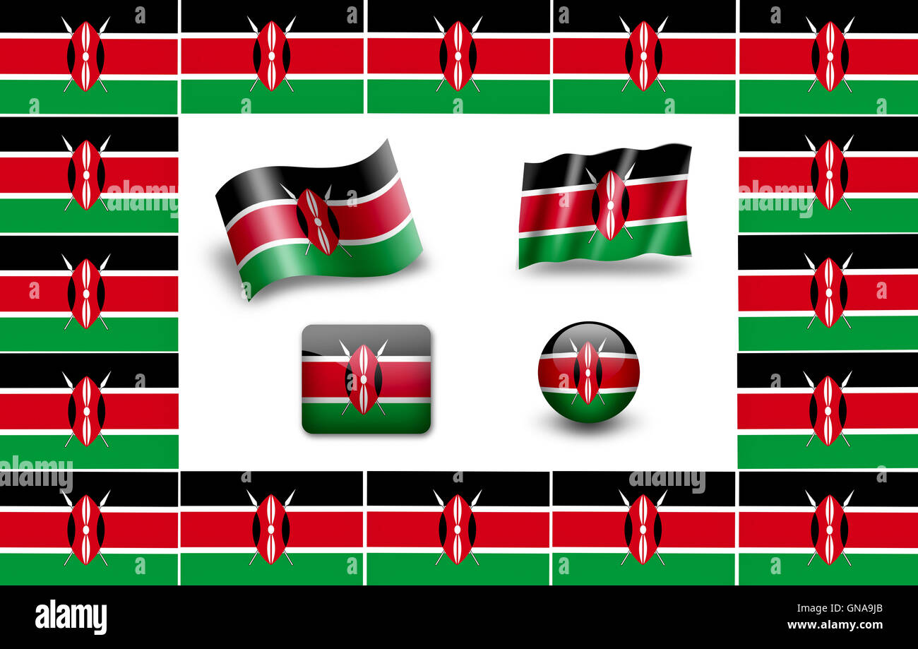 Flag of Kenya. icon set. flags frame Stock Photo - Alamy