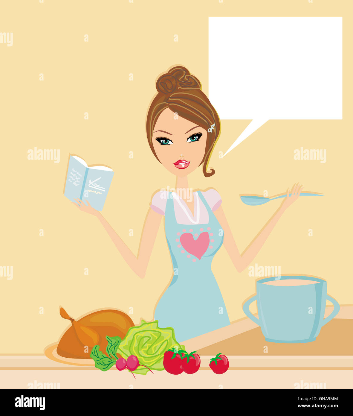 Beautiful lady cooking Stock Photo - Alamy