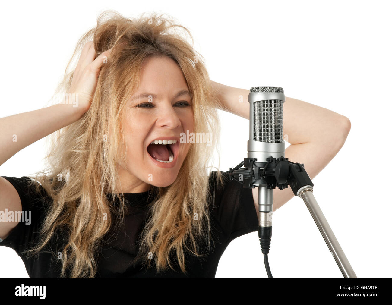 Messy hair woman scream hi-res stock photography and images - Alamy