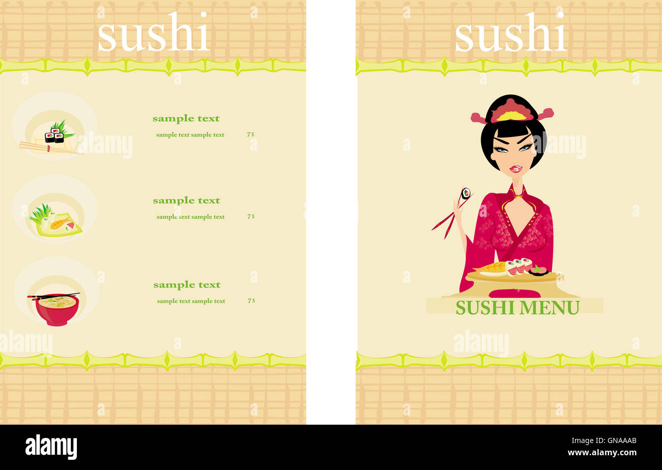 template of traditional Japanese food menu Stock Photo - Alamy