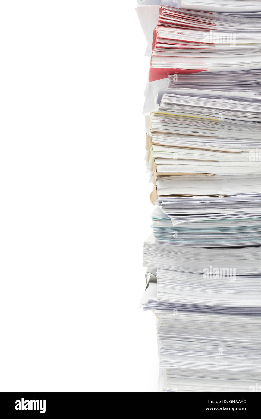 Stack of business papers isolated on white background Stock Photo - Alamy