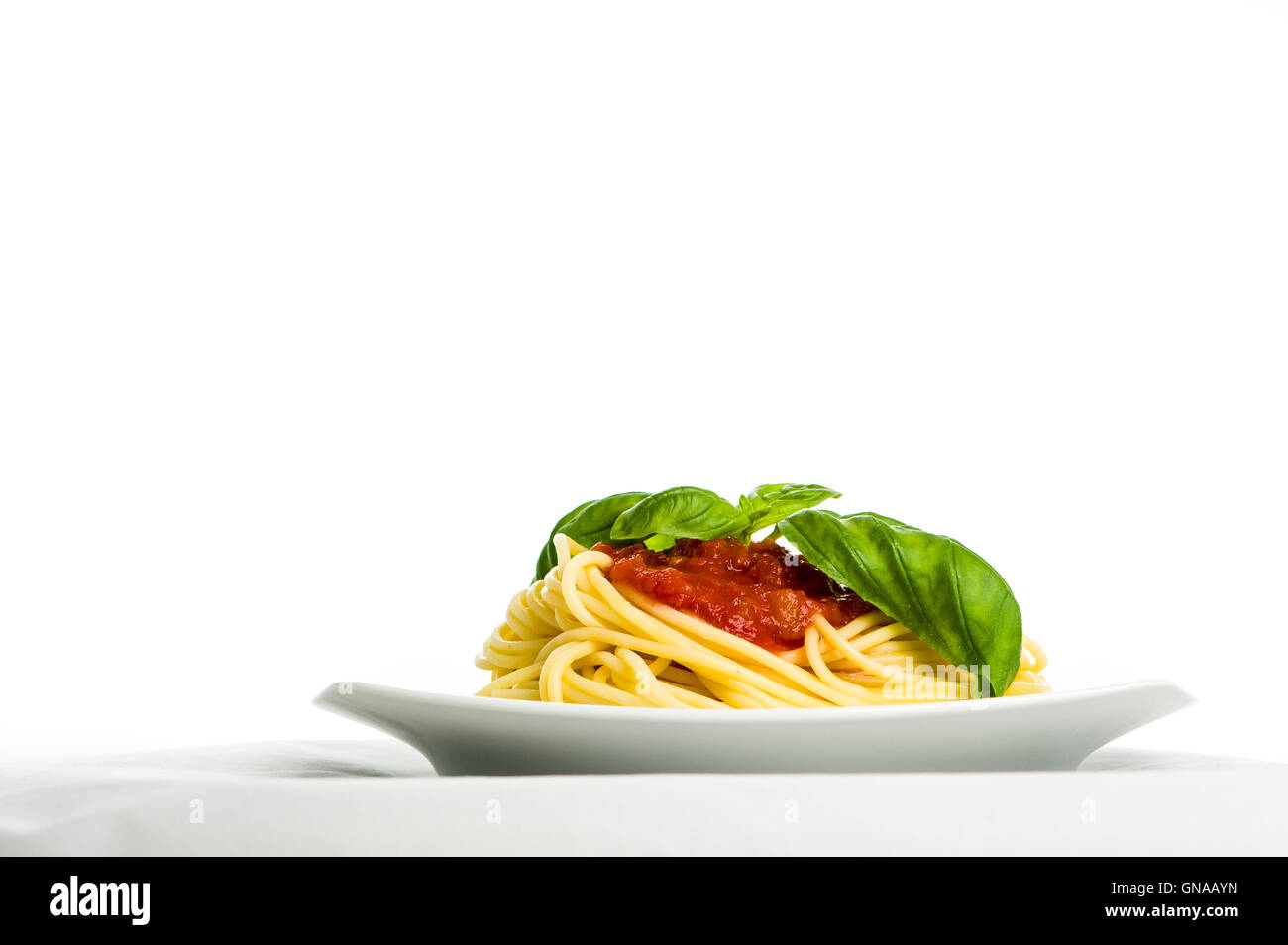 Spaghetti with tomato sauce - horizontal profile Stock Photo - Alamy