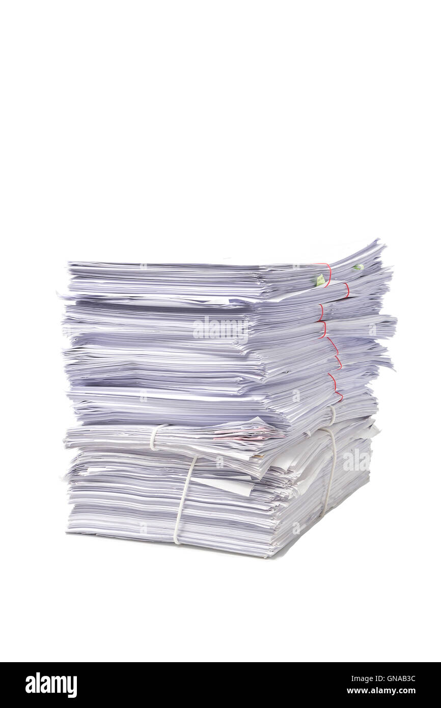 Stack of business papers isolated on white background Stock Photo - Alamy