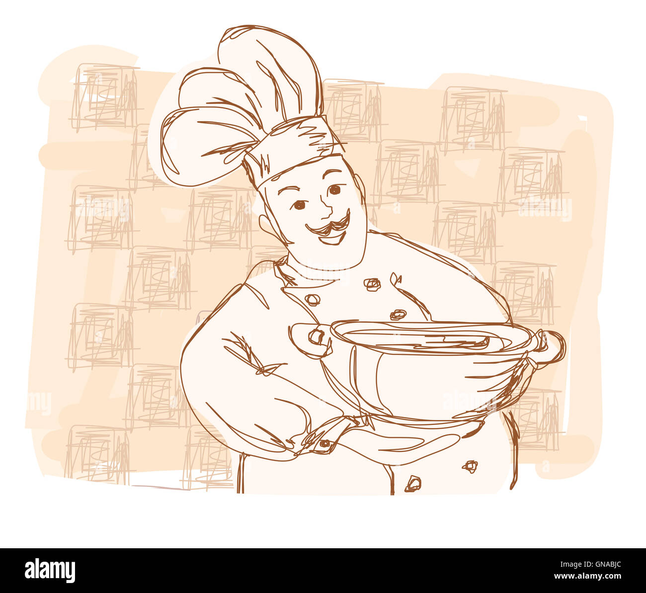 chef with pizza - doodle illustration Stock Photo - Alamy
