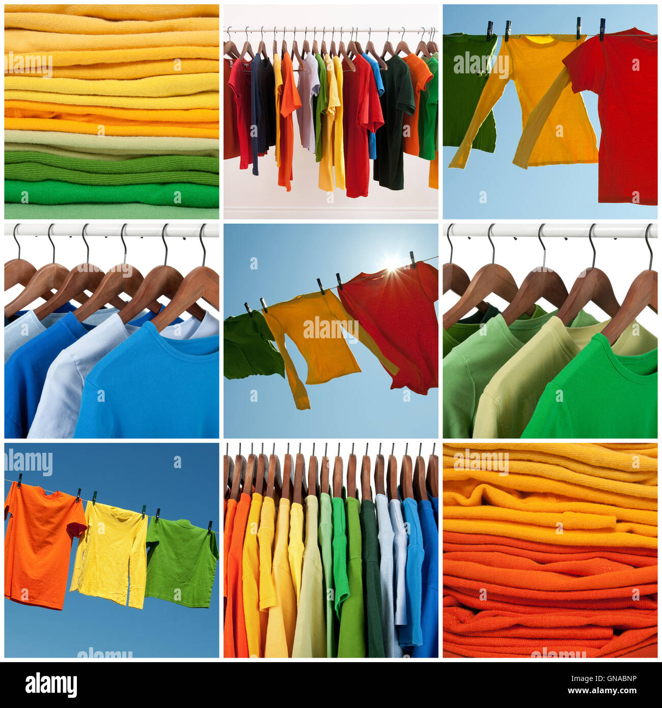 Variety of multicolored casual clothing Stock Photo - Alamy
