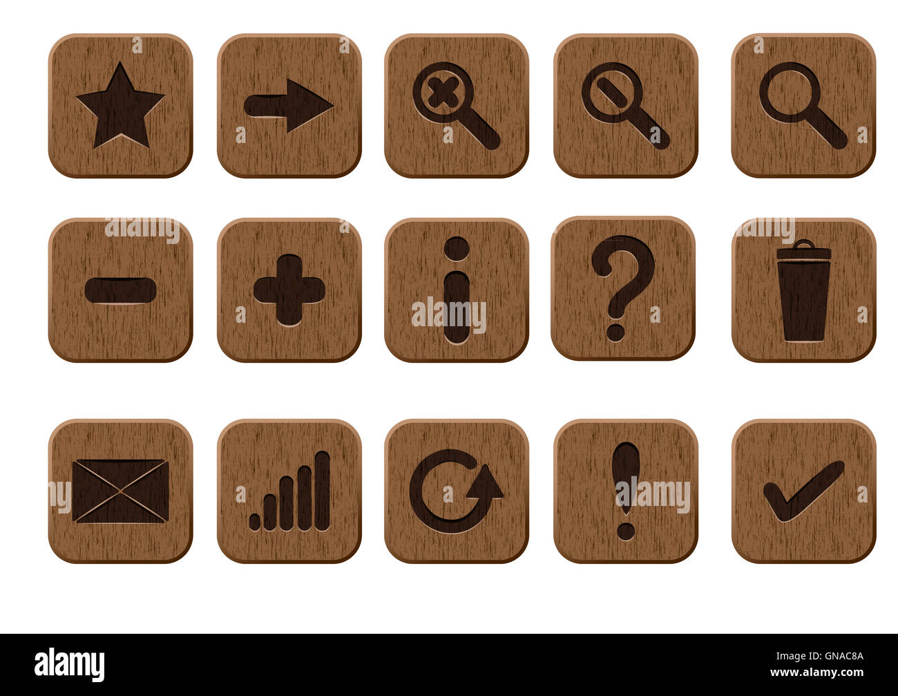 wooden icons set Stock Photo - Alamy