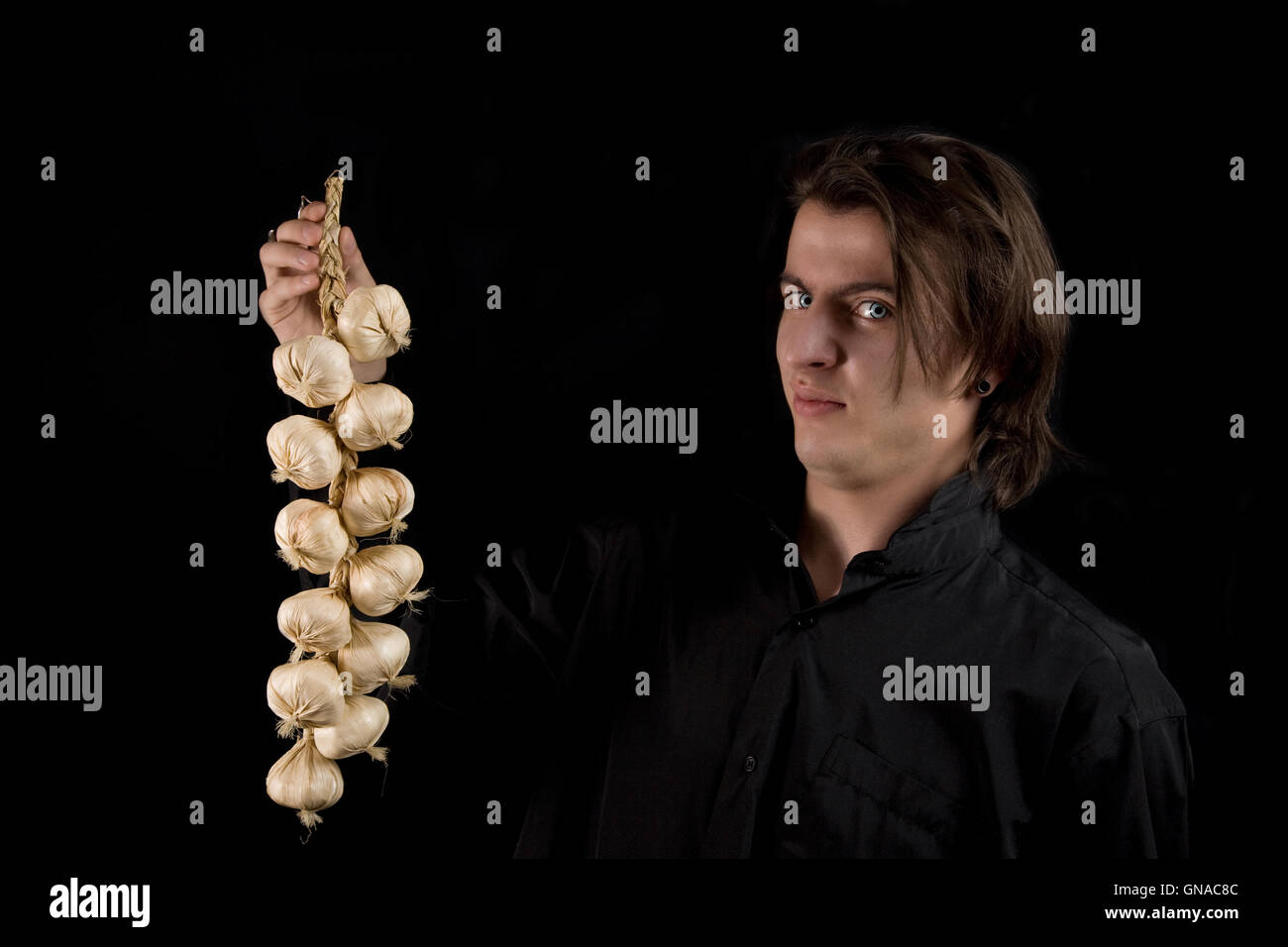 Vampire doesnt like the smell of garlic Stock Photo - Alamy