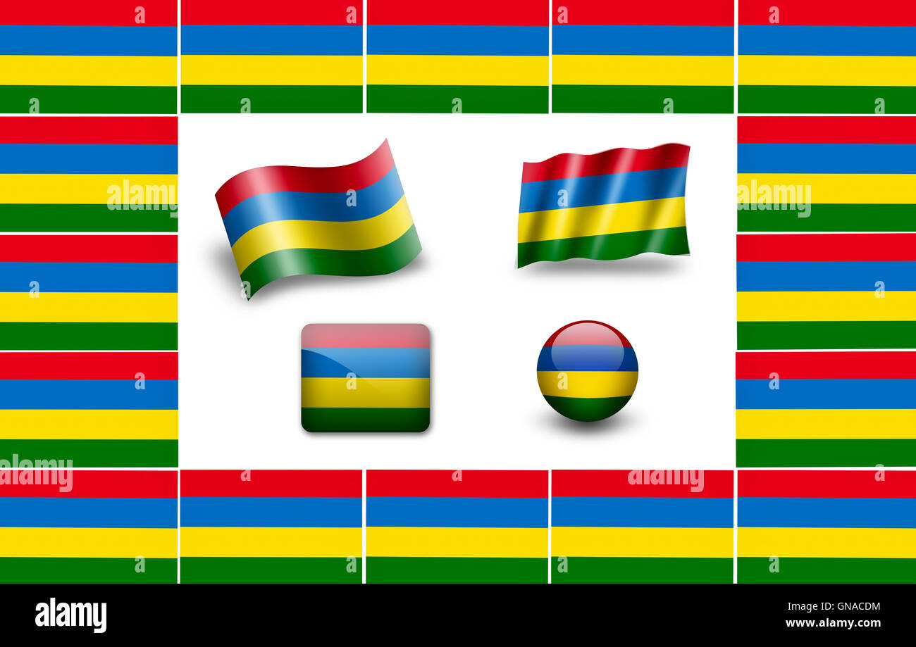 Flag of Mauritius. icon set. flags frame Stock Photo - Alamy