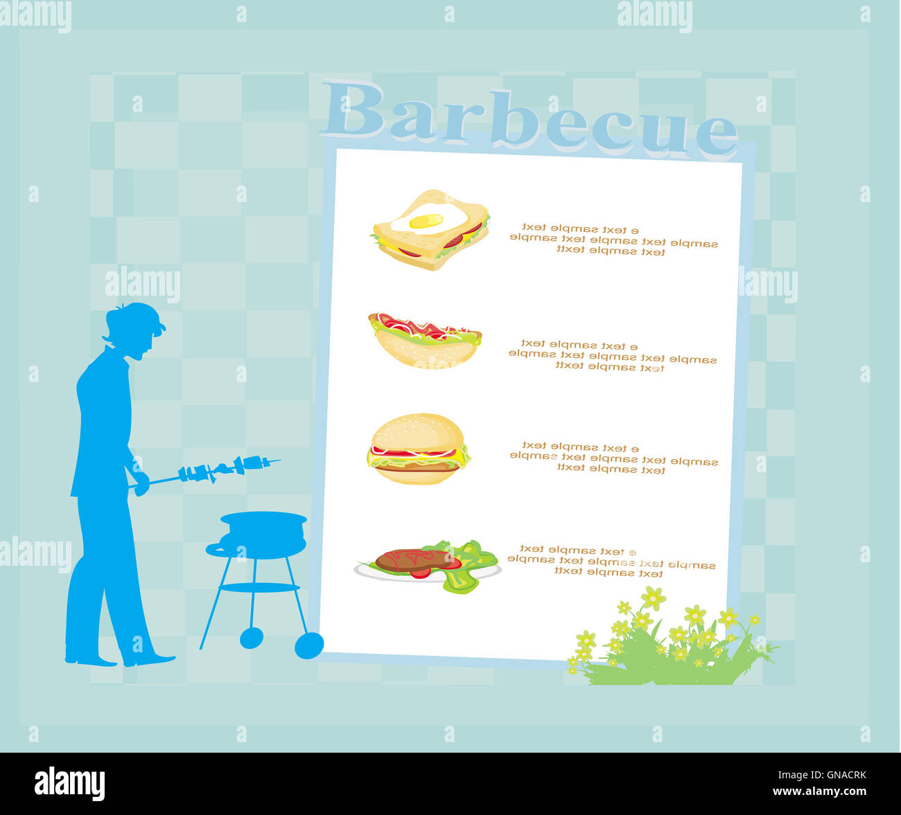 man cooking on his barbecue. Invitation Stock Photo - Alamy
