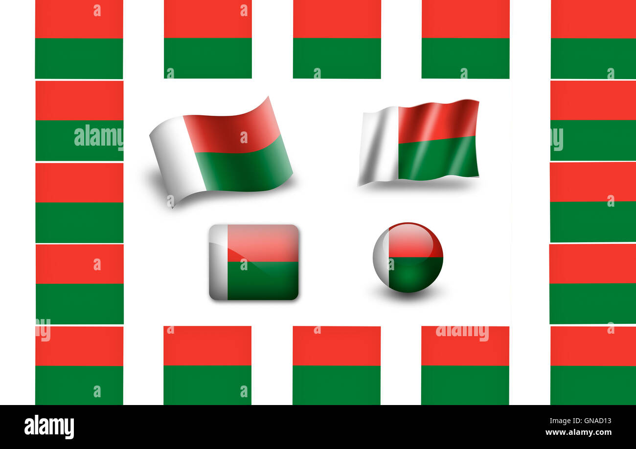 Flag of Madagascar.icon set. flags frame Stock Photo - Alamy