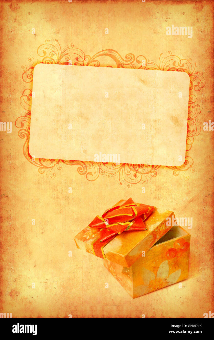 Vintage wallpaper with gift box Stock Photo - Alamy