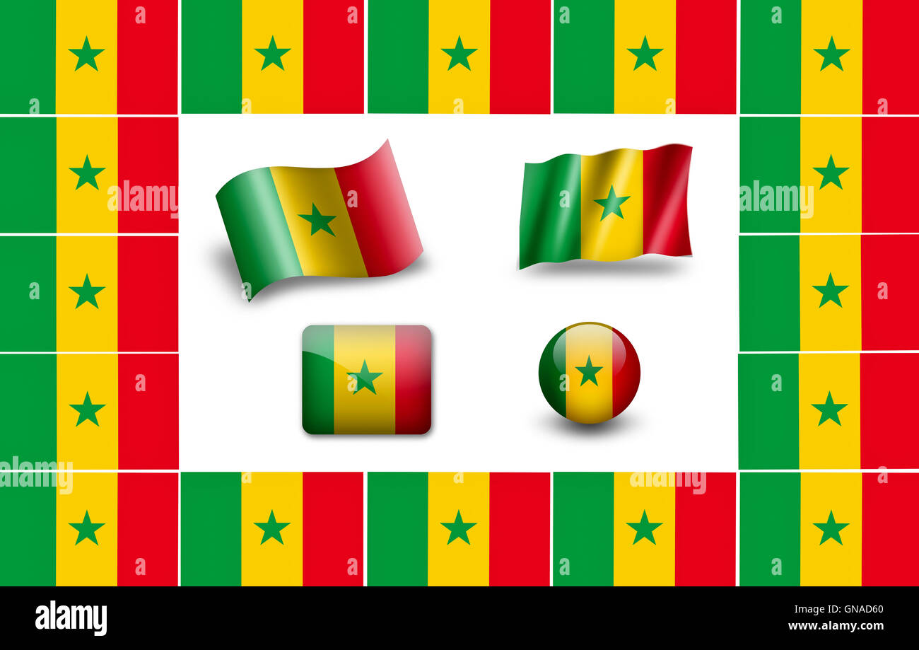 Flag of Senegal. icon set. flags fram Stock Photo - Alamy
