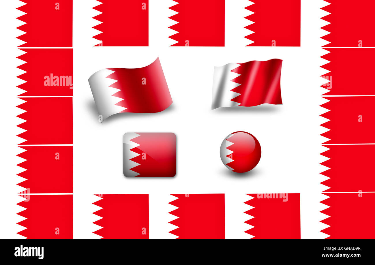 flag of Bahrain. icon set Stock Photo - Alamy