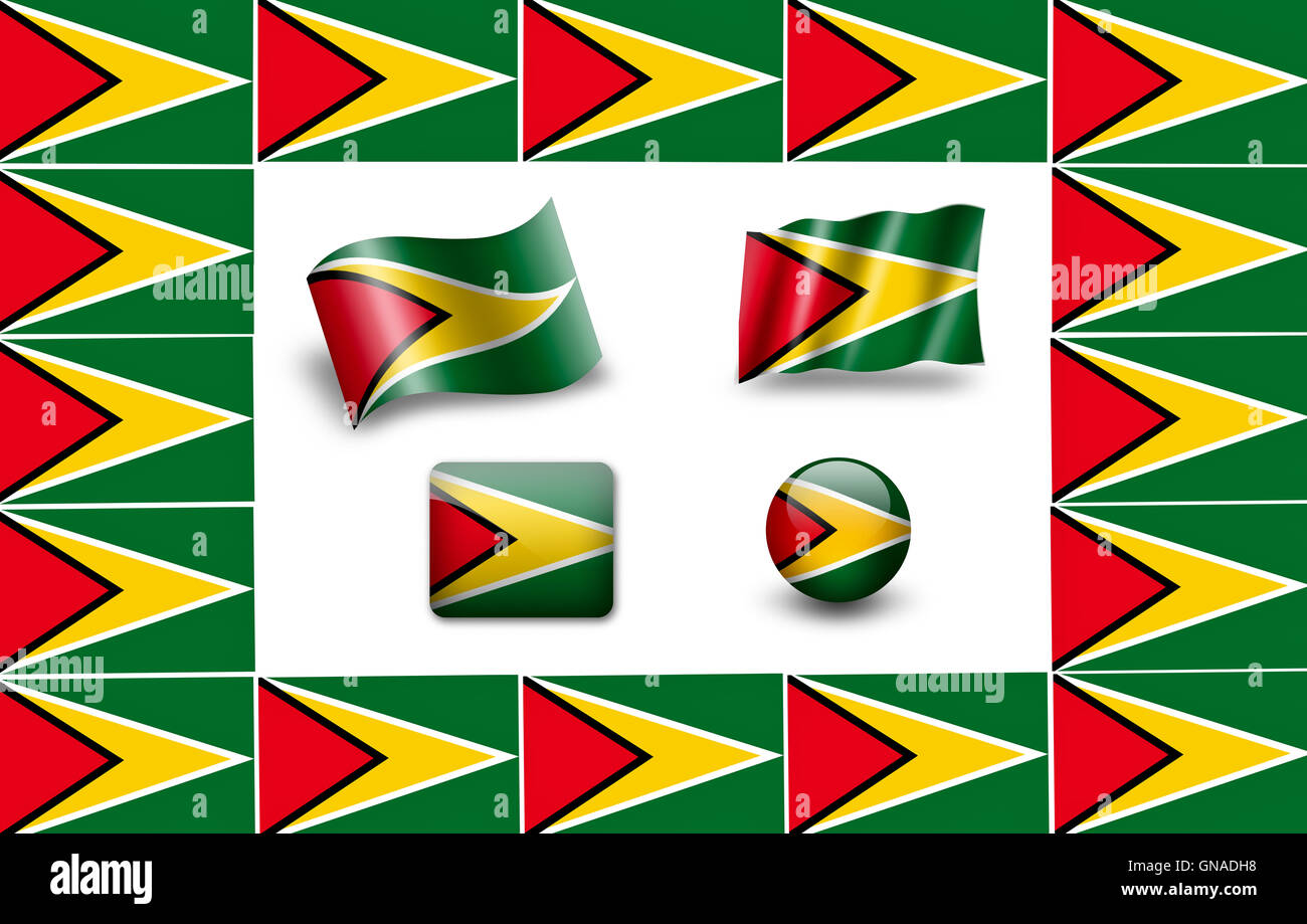 flag of Guyana. icon set Stock Photo - Alamy