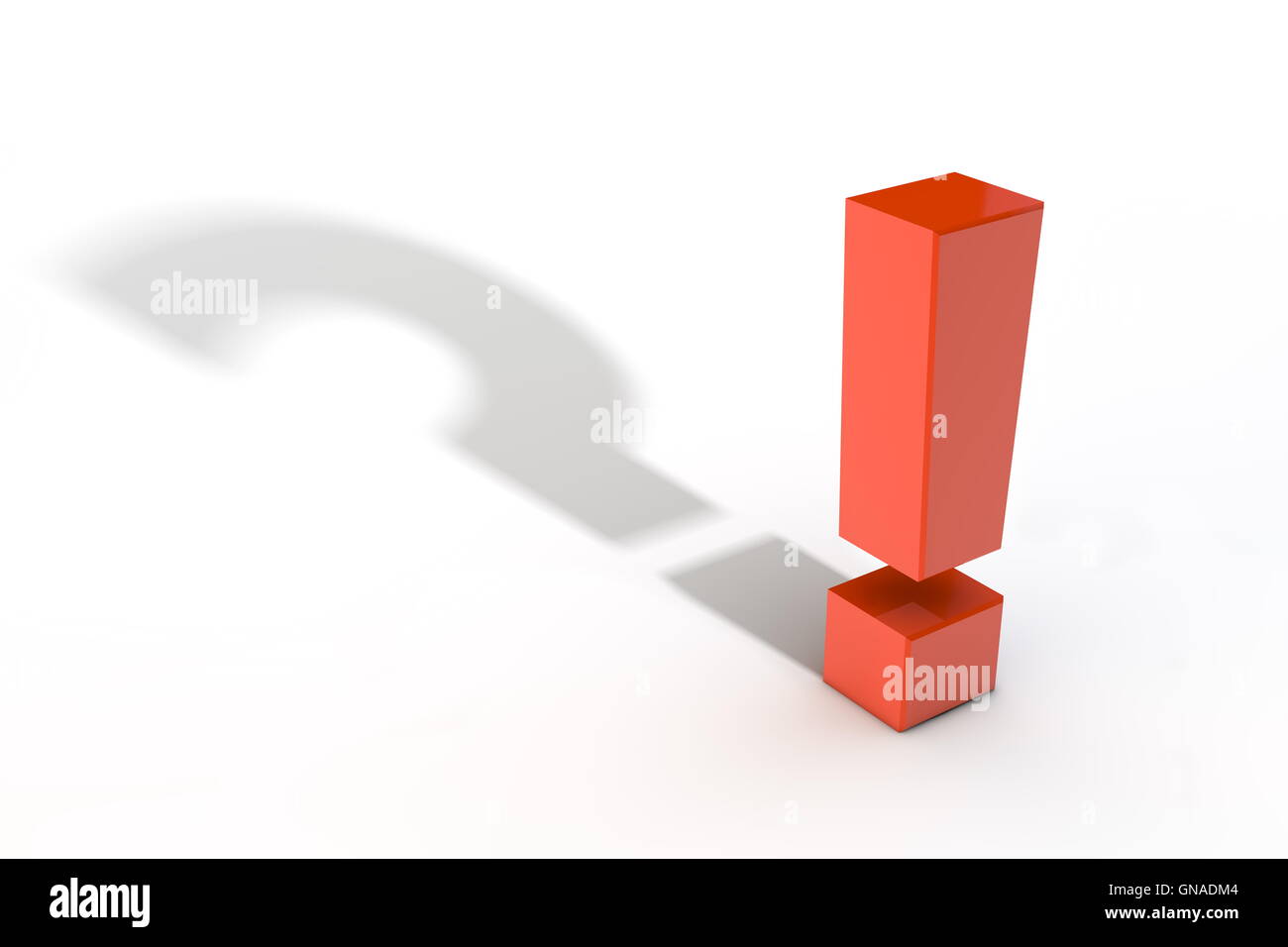 Red Exclamation Mark with Question Mark Shadow Stock Photo - Alamy