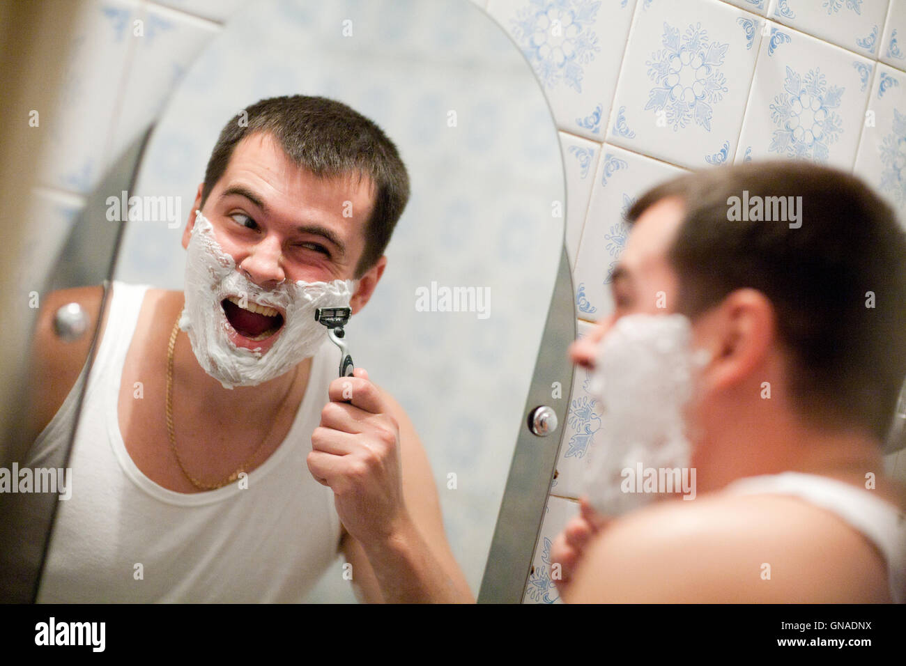 Chest hair shaving hi-res stock photography and images - Alamy