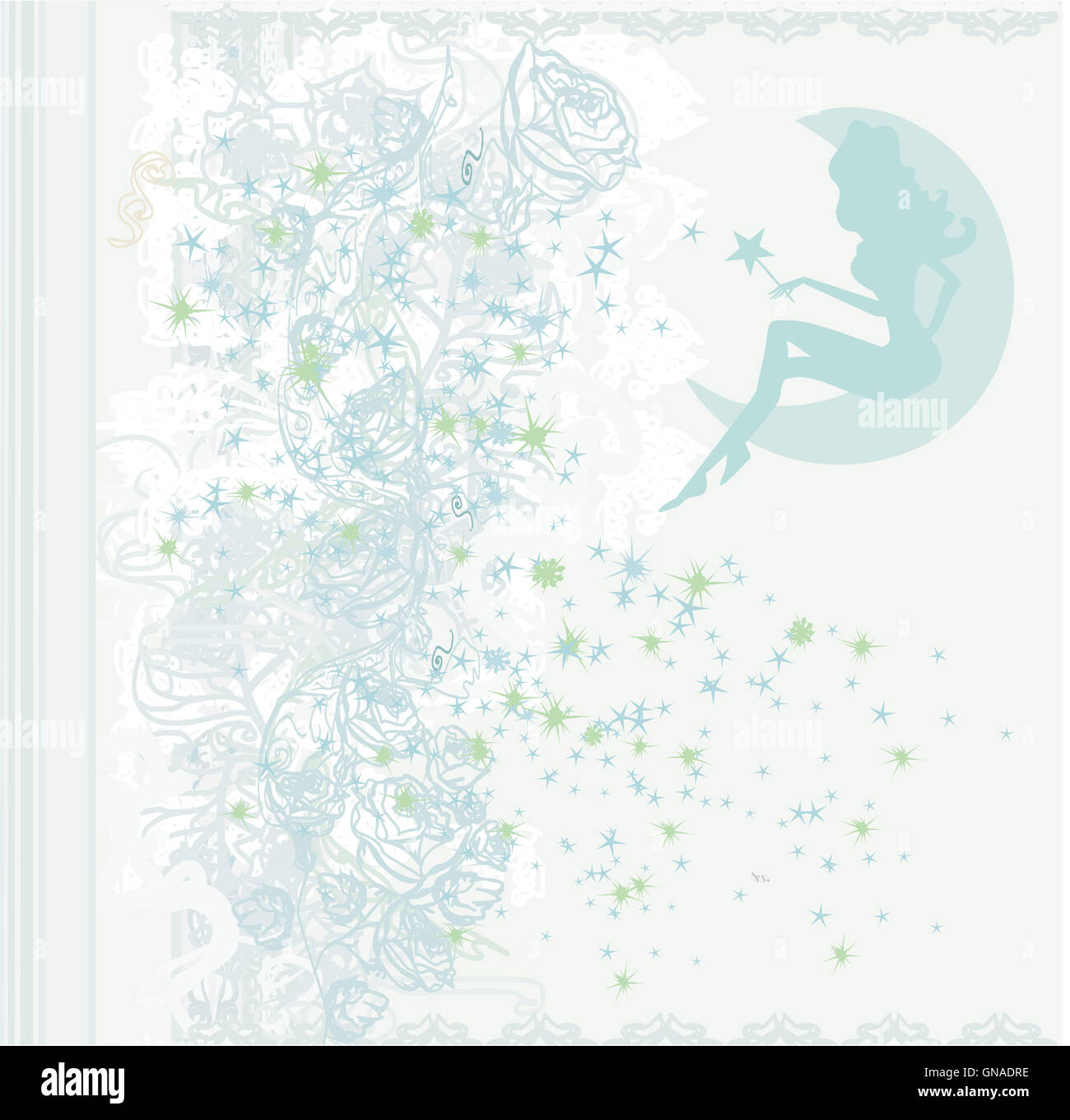 floral background with a beautiful fairy Stock Photo - Alamy