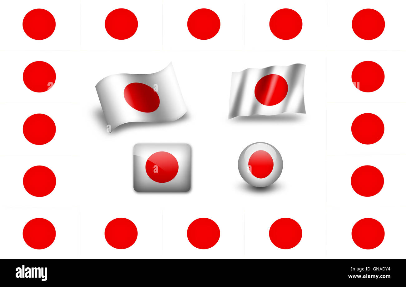 flag of Japan. icon set Stock Photo - Alamy