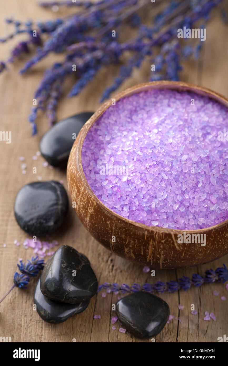 lavender salt for spa Stock Photo - Alamy