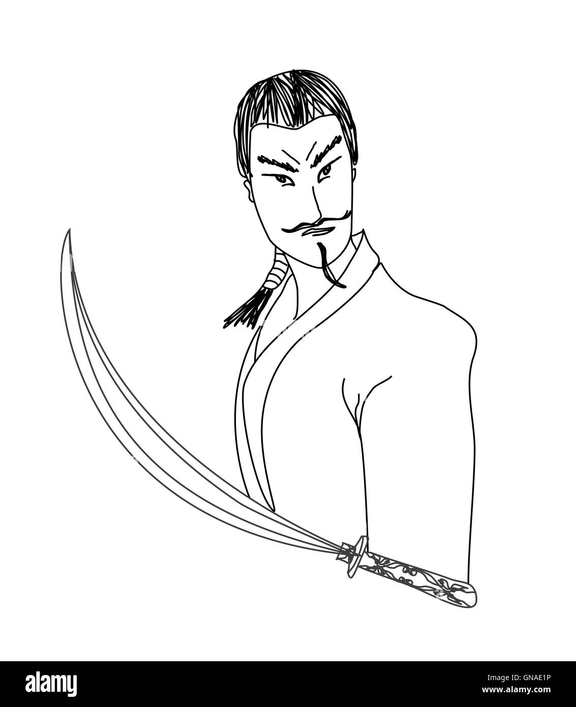 samurai with sword - doodle illustration Stock Photo - Alamy