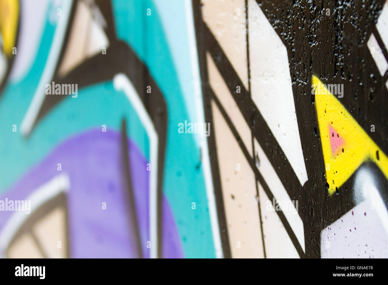 New Graffiti wall with colorful artwork in a spanish street Stock Photo ...