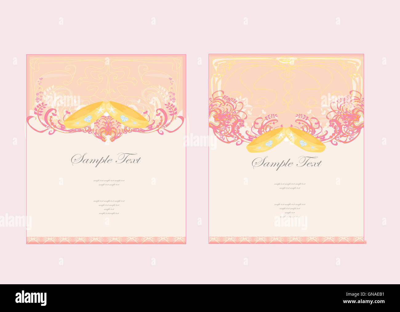 wedding Invitation card with rings set Stock Photo - Alamy