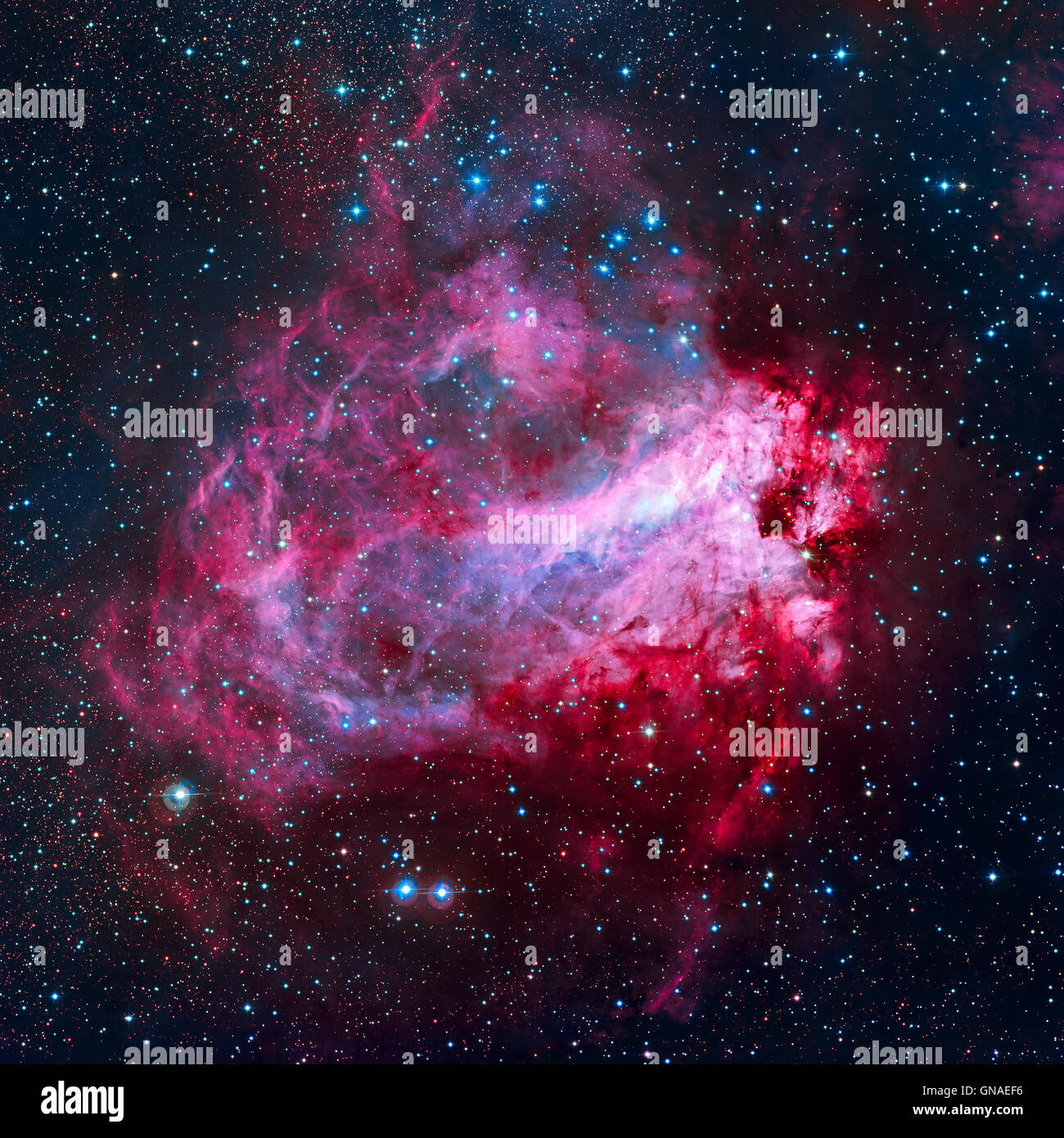 The Omega Nebula, also known as the Swan Nebula, Checkmark Nebula, and the Horseshoe Nebula ...