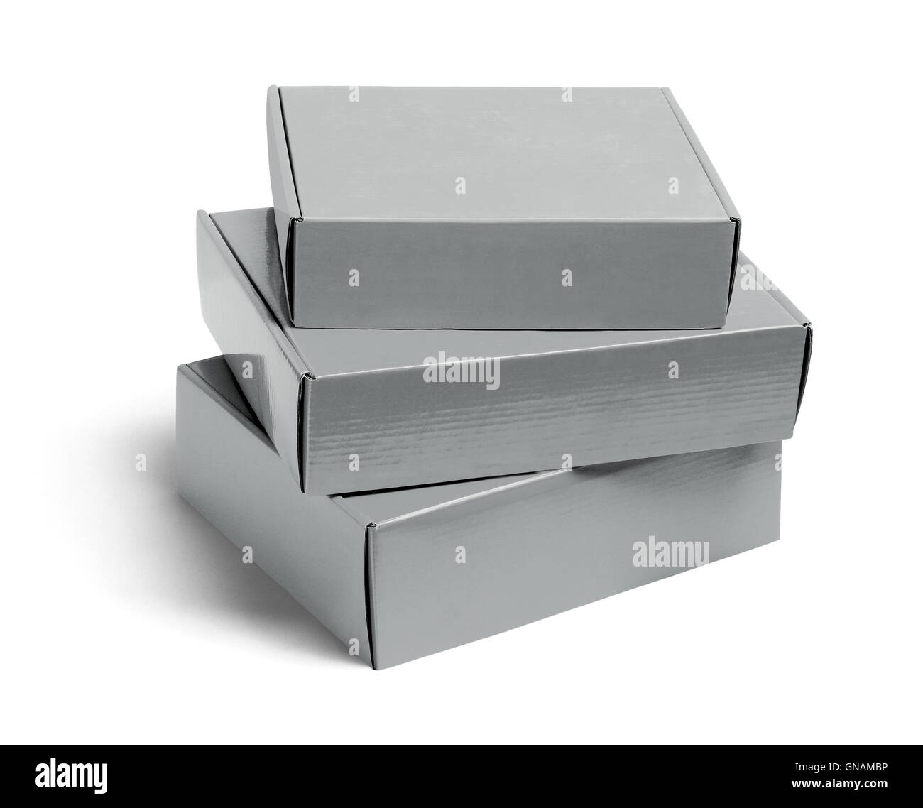 Stack of Three Cardboard Boxes on White Background Stock Photo - Alamy