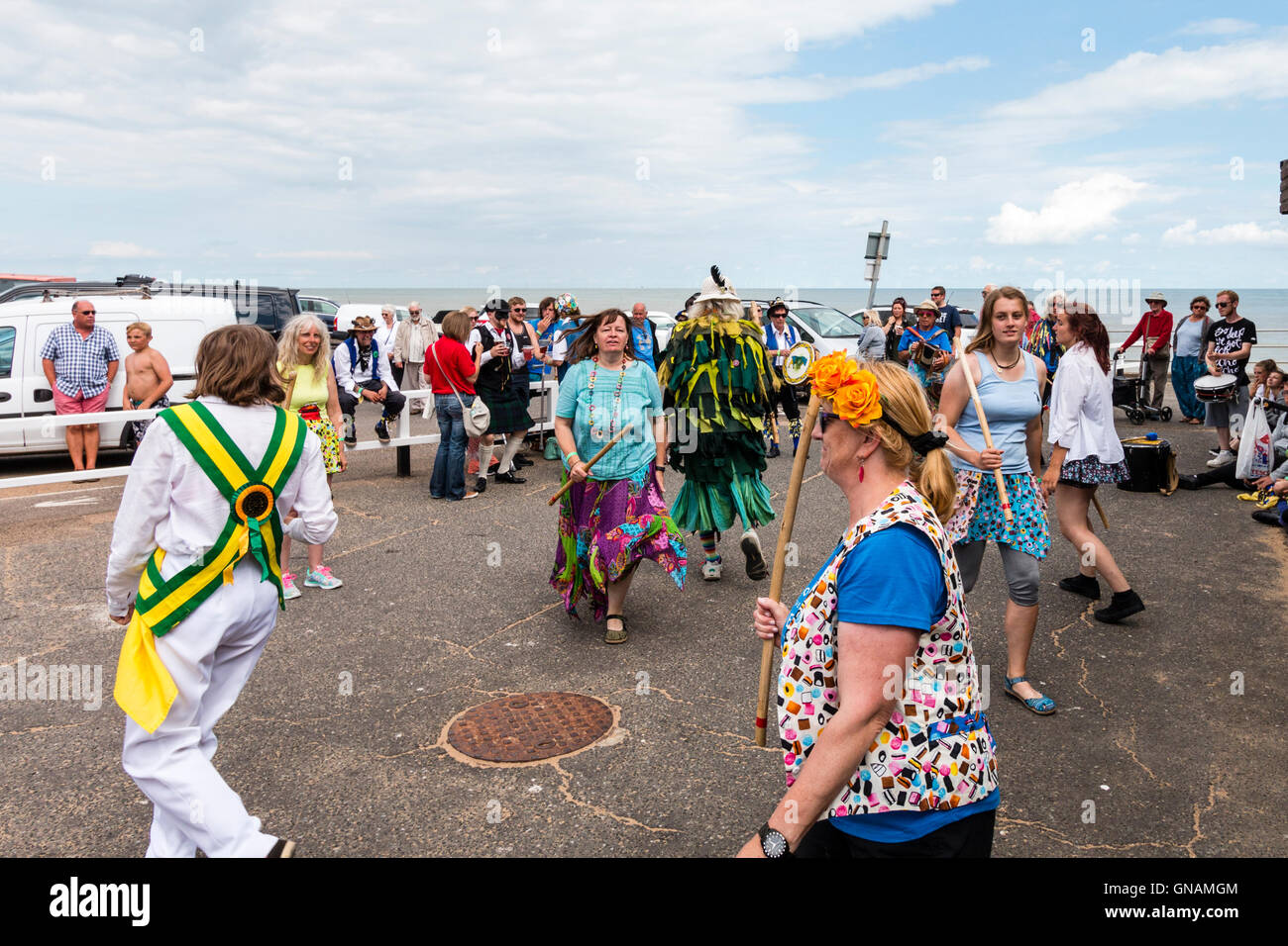 Women, both from Morris sides and members of the public, dancing the ...