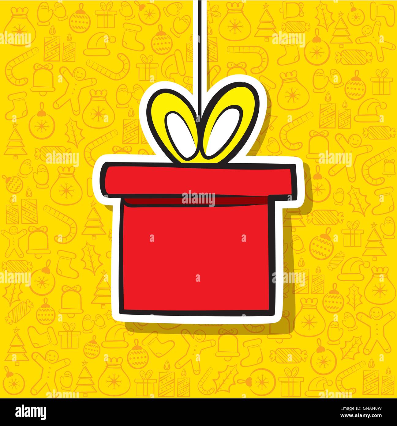 gift shape label hang with christmas object pattern background vector ...