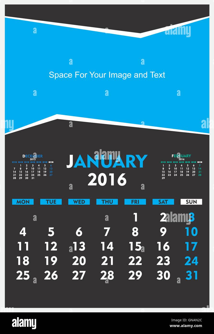 new year calendar January 2016 design Stock Vector Image & Art - Alamy