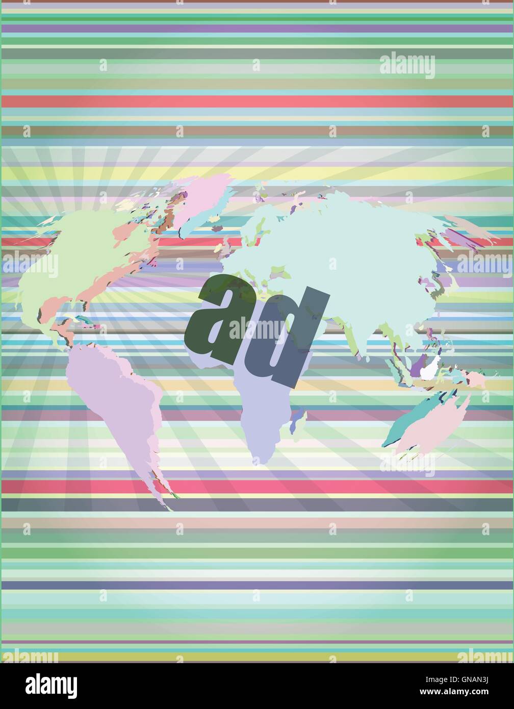 ad word on digital screen, global communication concept vector ...