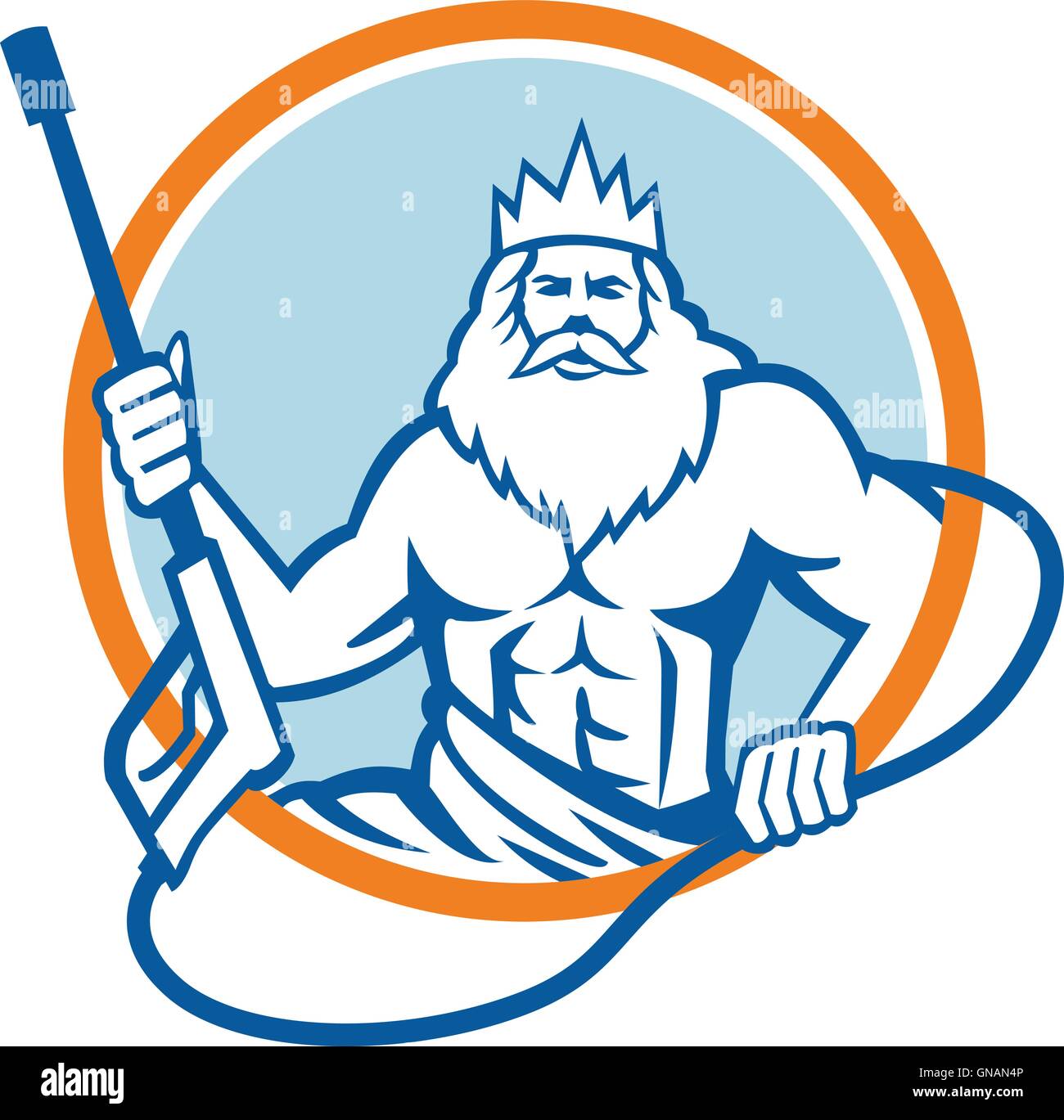 Neptune Water Blaster Circle Retro Stock Vector Image & Art - Alamy