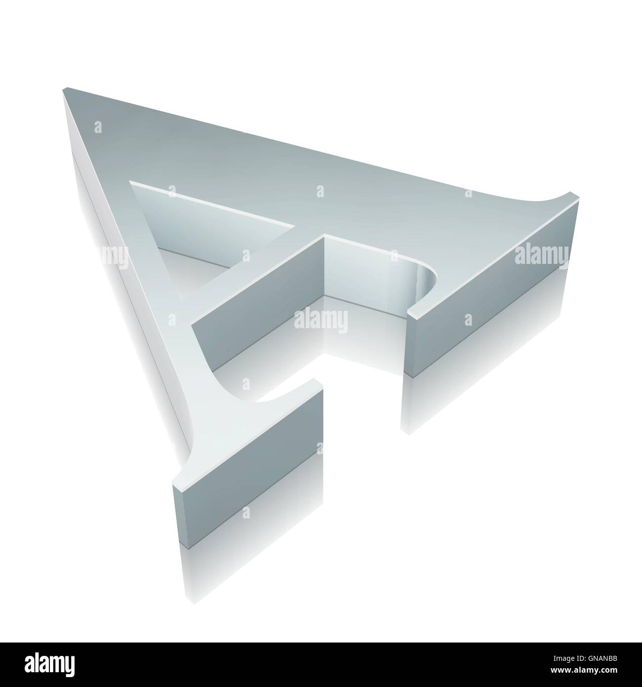 3d metallic character A with reflection, vector illustration Stock ...