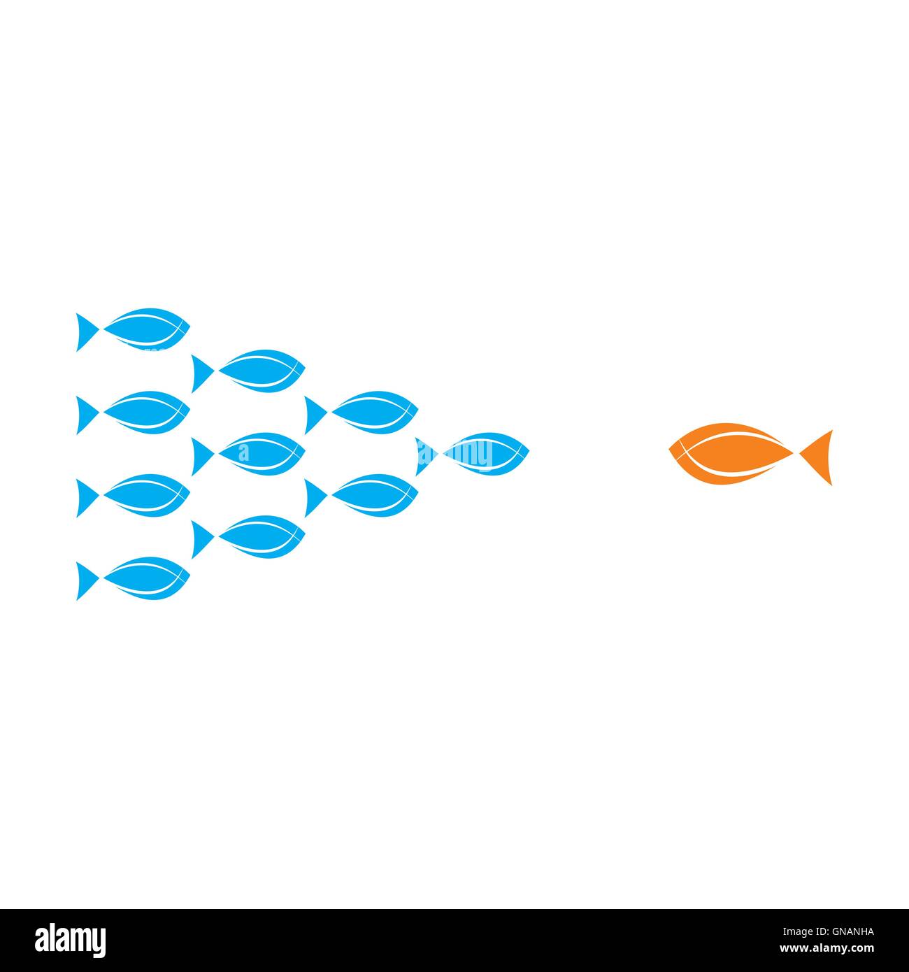 teamwork concept, group of fish fight with single big fish concept ...