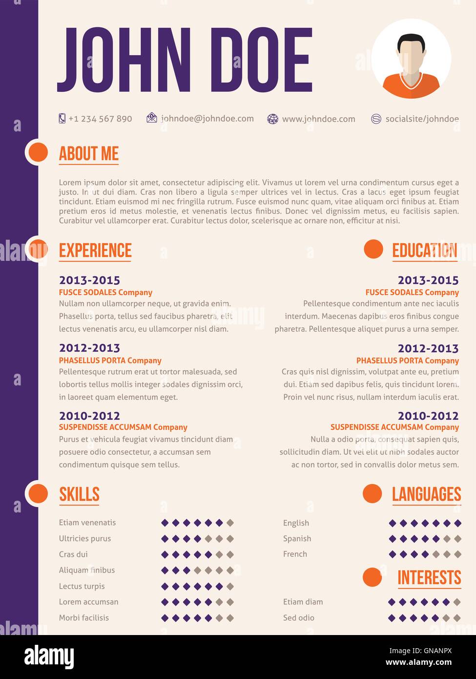 Simplistic yet colorful modern resume cv template Stock Vector Image ... Simplistic yet colorful modern resume cv template Stock Vector Image ...