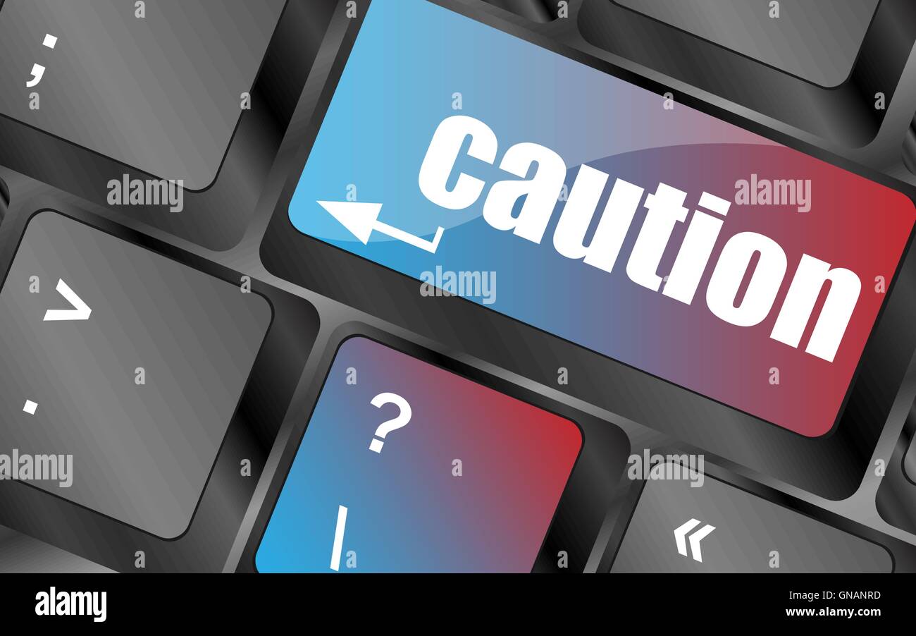 caution keyboard key showing business insurance concept, vector ...