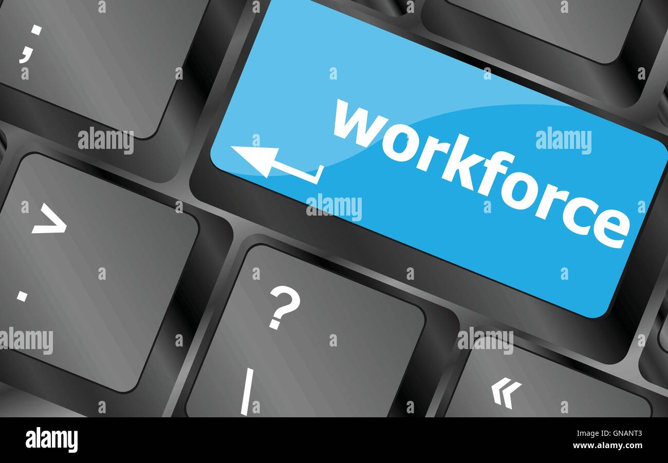 Workforce keys on keyboard - business concept. Keyboard keys icon ...