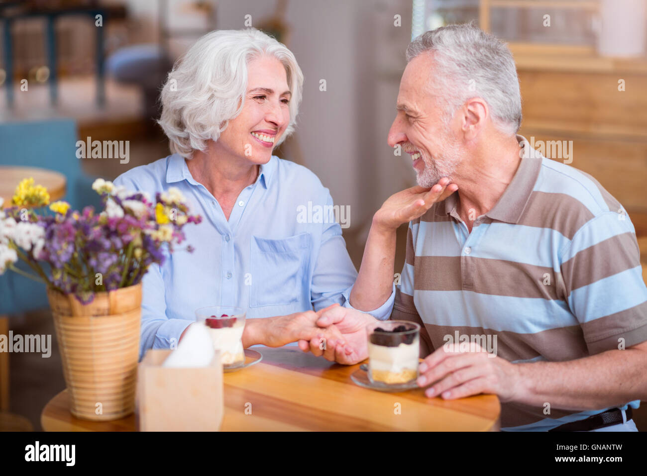 Glad cheerful positive couple hi-res stock photography and images - Alamy