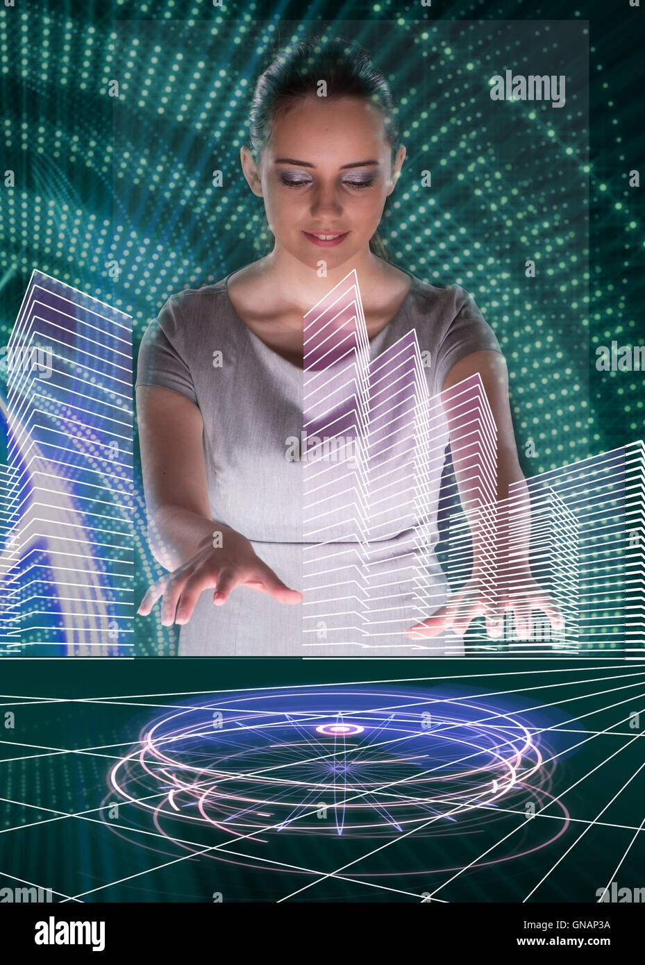 Woman dj in futurisctic concept Stock Photo - Alamy