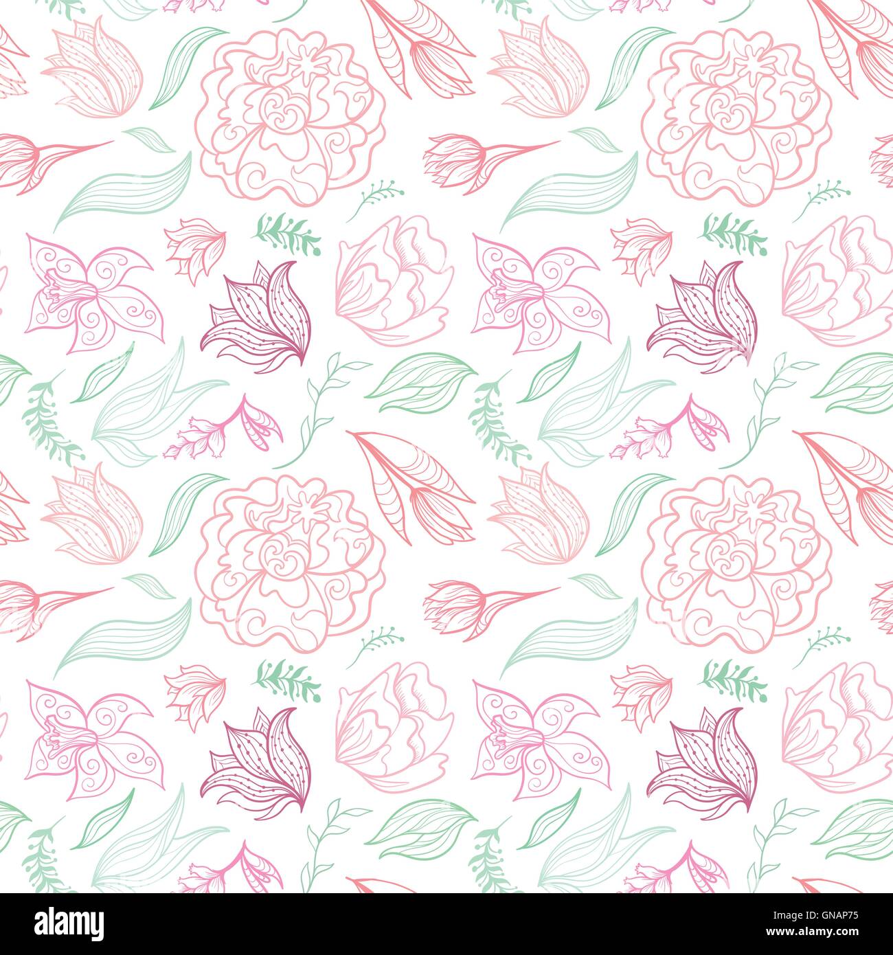 Vector Outline Floral Pattern Stock Vector Image & Art - Alamy